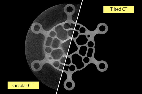 Tilted CT improves X-ray inspection of flat or high density components ...
