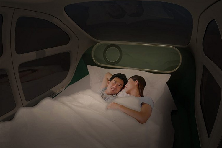 Concept electric vehicle turns into a kitchen table or bedroom ...